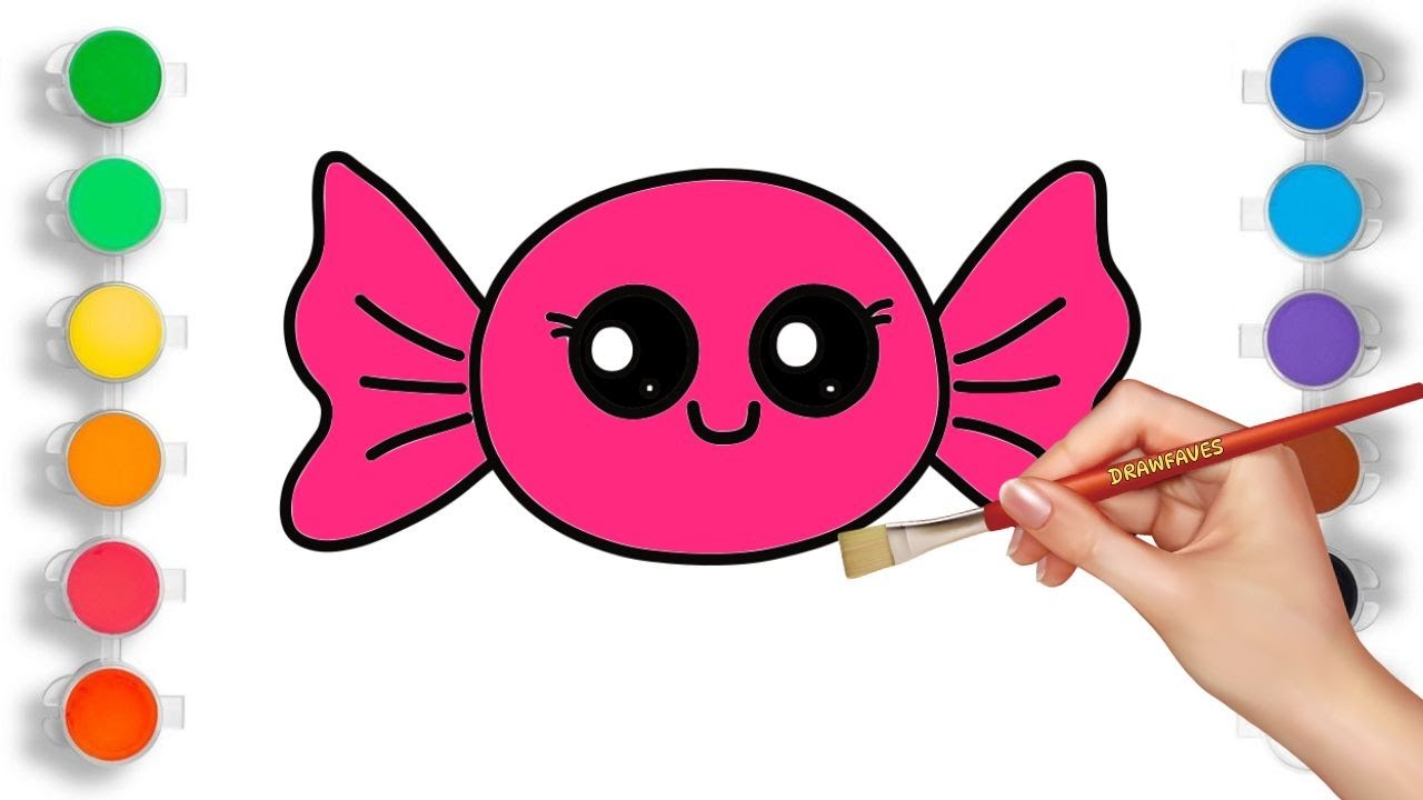 How to Draw Cartoon Candy Sweets Cute and Easy step by step | Cartoon ...