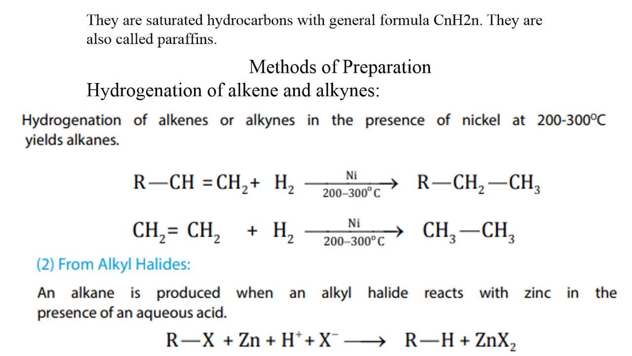 preparation of alkanes lecture2 10 - YouTube
