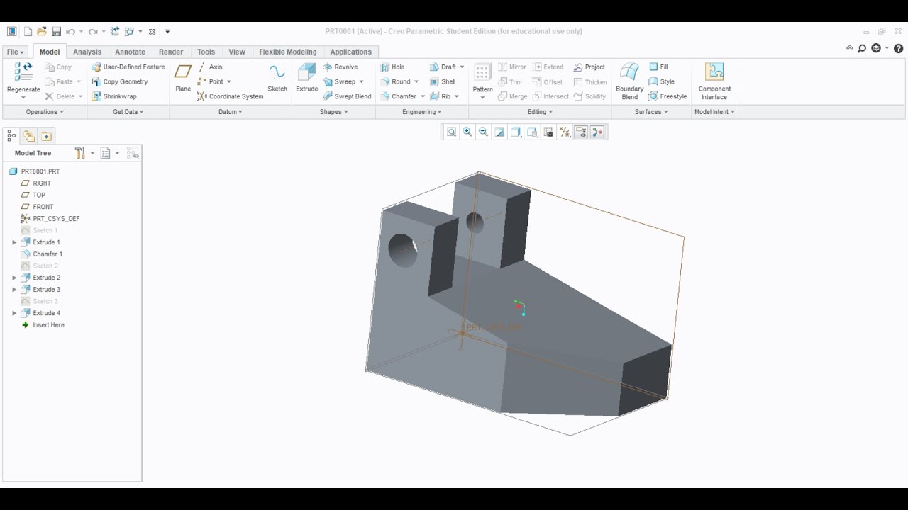 Creo Parametric | simple object part II 3D - YouTube