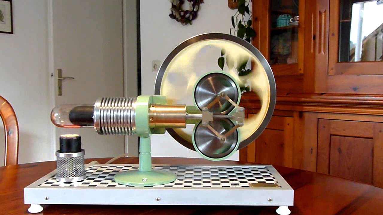 Rhomben Stirling Zeitlupe Rhombic Stirling engine slow motion - YouTube