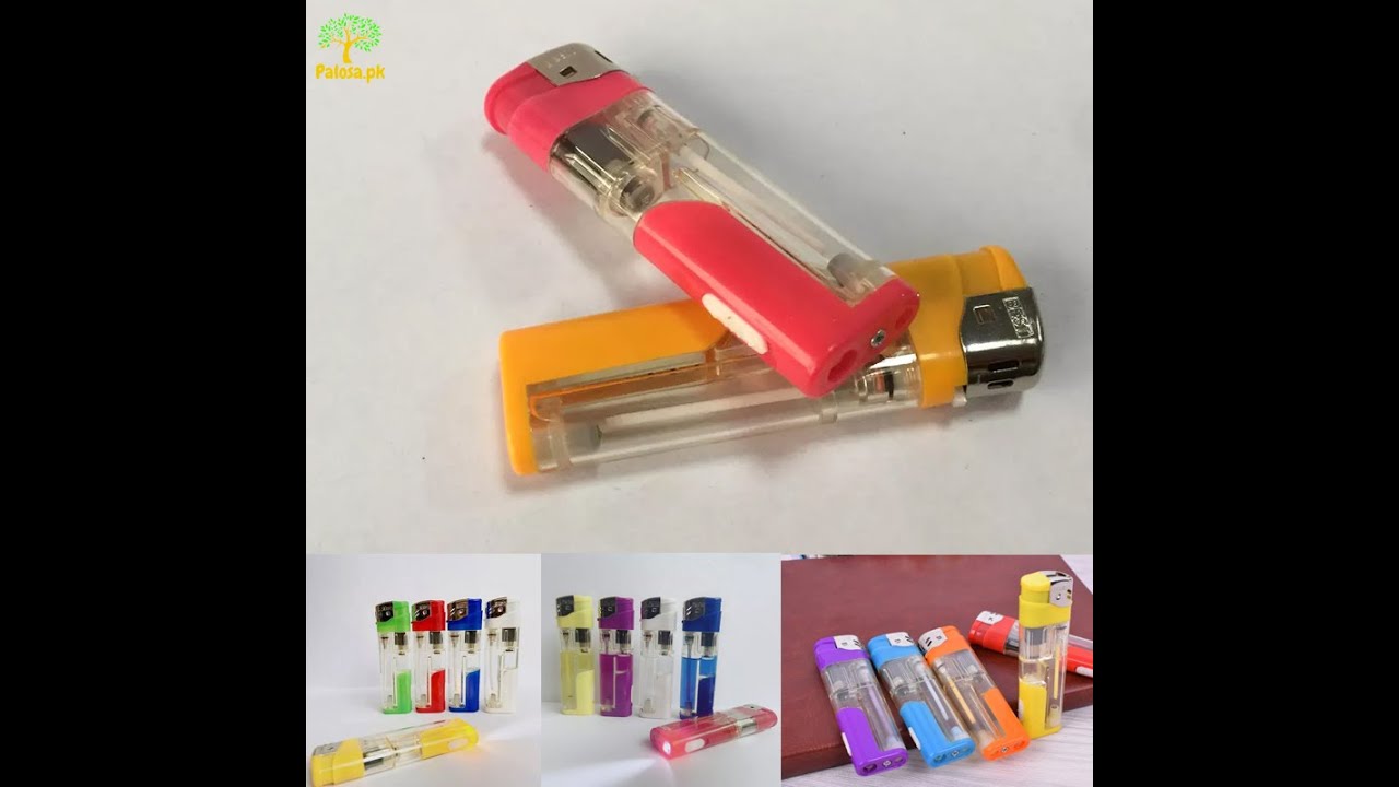 Refillable Electronic Gas Lighter with LED - YouTube