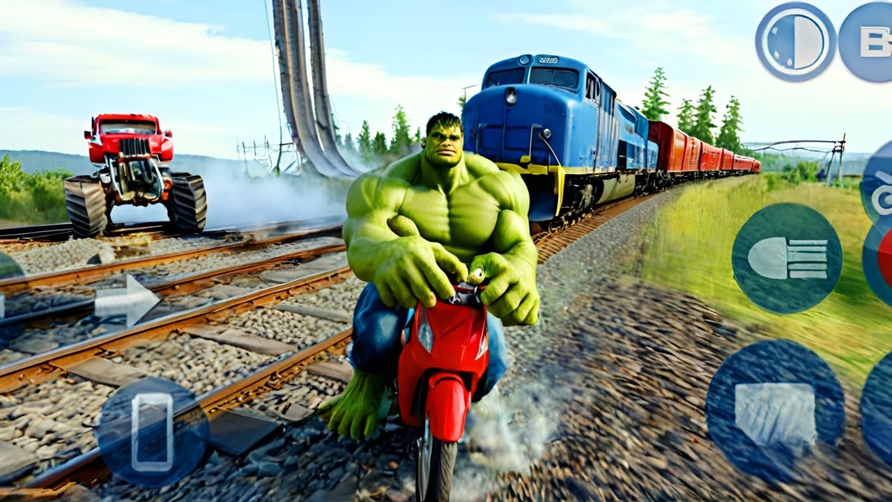 Superhero Hulk Driving Train Monster Thar Helicopter Scooty in indian ...