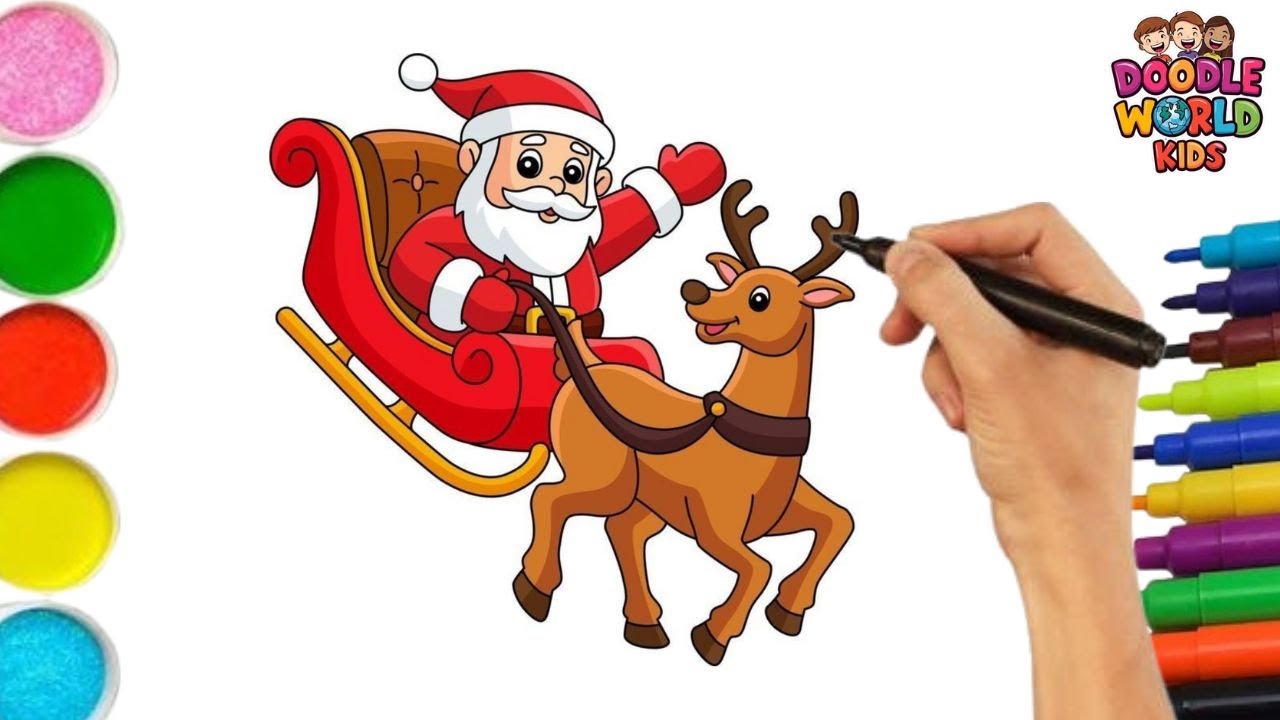 How To Draw Santa And His Reindeer