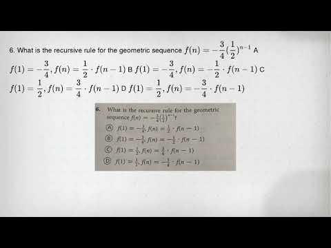 6. What is the recursive rule for the geometric sequence f(n)=-(3)/(4 ...