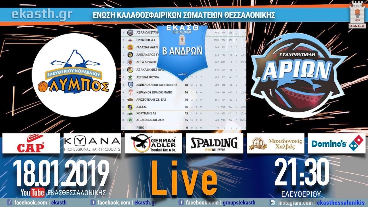 ΟΛΥΜΠΟΣ ΑΣ - ΑΡΙΩΝ ΣΤΑΥΡΟΥΠΟΛΗΣ ΑΣ 88-67 | B Ανδρών 1ος ΟΜ, 15η αγ ...