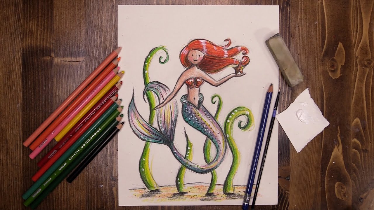 Pencil color Mermaid - Virtual McArt - YouTube