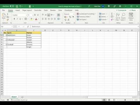 How to merge two rows in Excel - YouTube