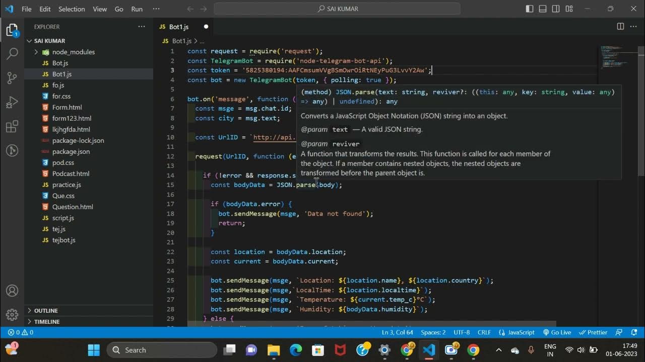Building Telegram Bot using Weather API - YouTube