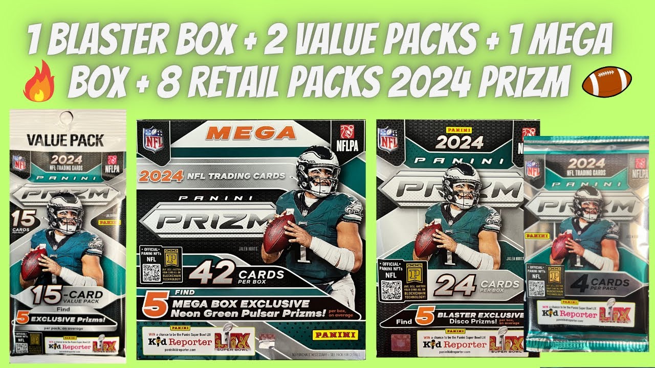 2024 Prizm Football Retail Value Packs + Mega Box + Blaster Box ...