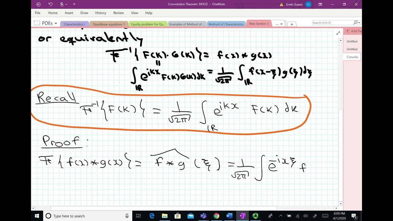 Partial Differential Equations: Lecture 29 Part 2 Convolution Theorem ...