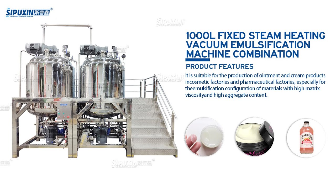 1000L*4 sets steam heating fixed type vacuum homogenizing emulsifier ...