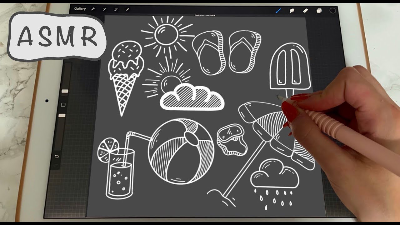 ASMR - Summer Doodles - iPad writing sounds - Whispering - Pencil ...