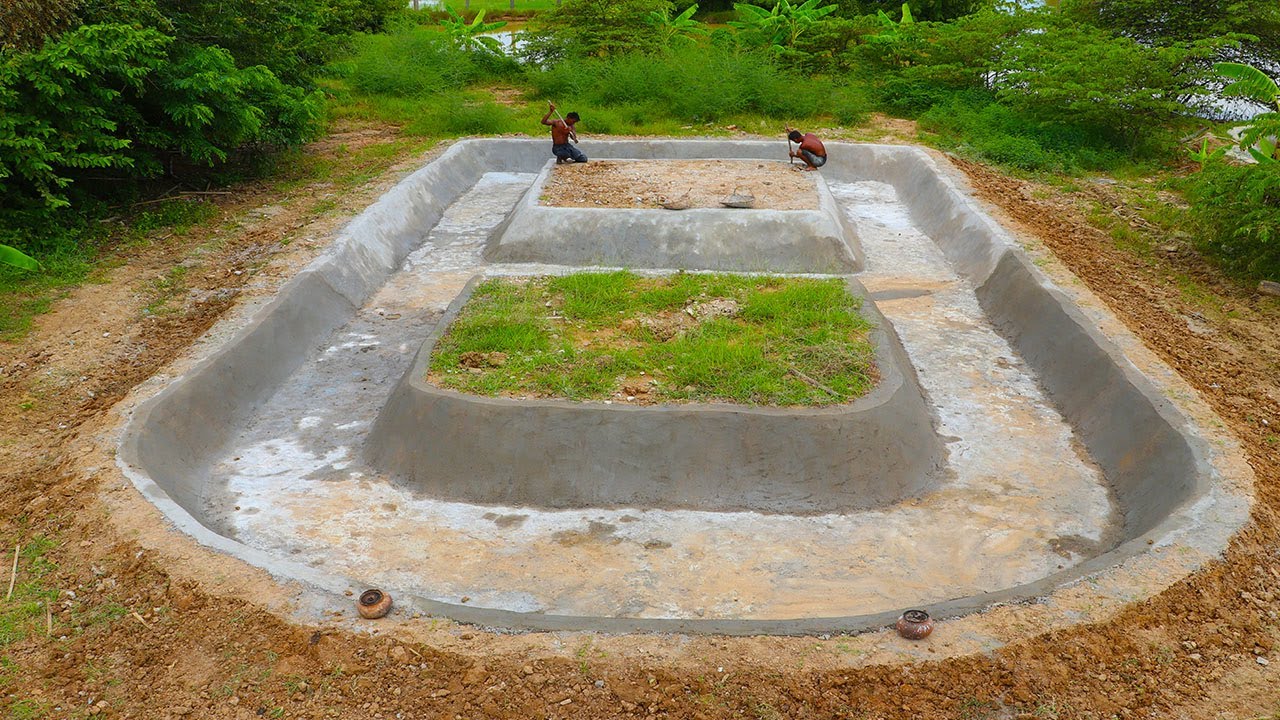 Started Construction Of A Large Swimming Pool - YouTube