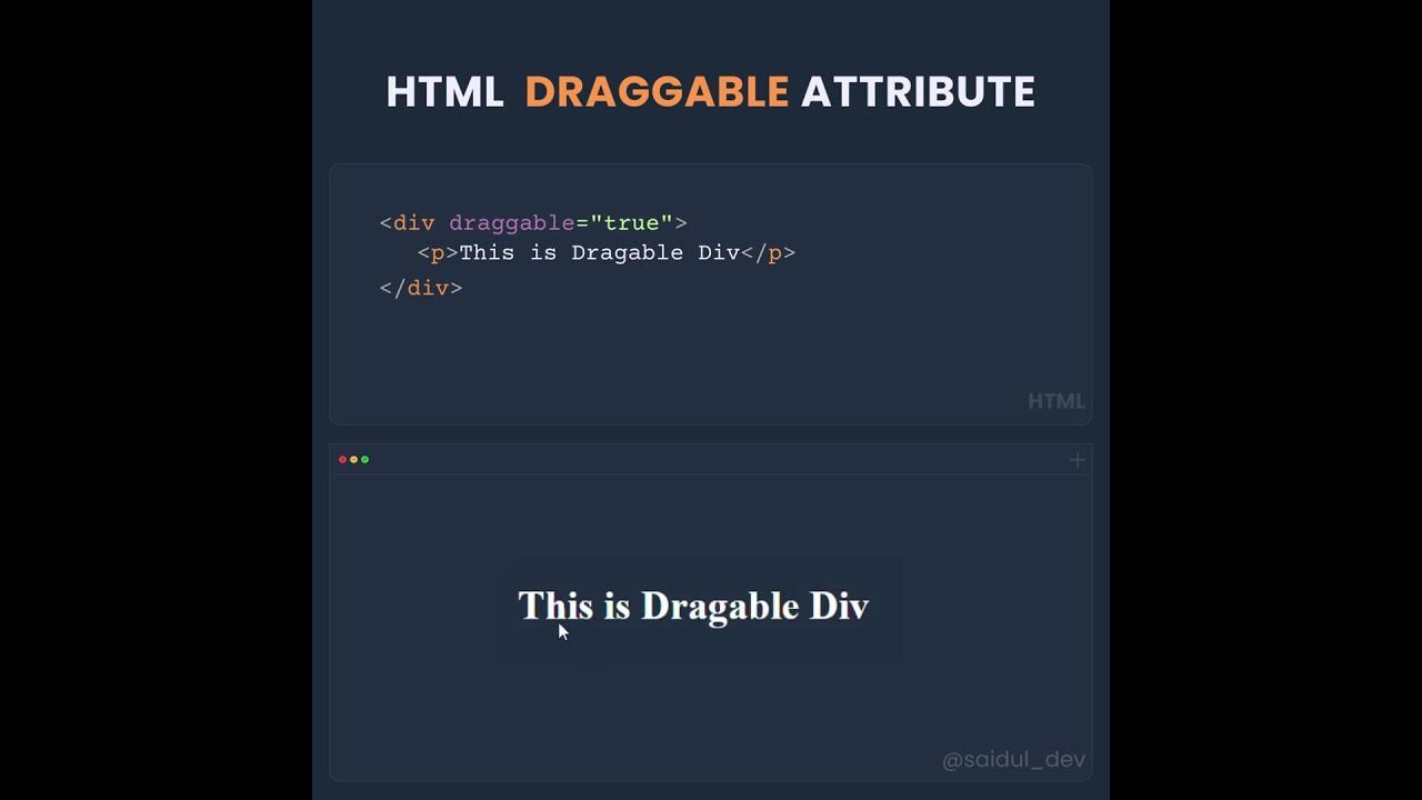 HTML DRAGGABLE attribute #coding #webdevelopment #html - YouTube