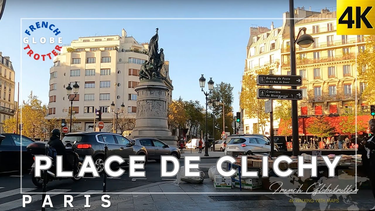 PARIS🇫🇷18th arron Street Walking Tour 4K Place de Clichy Moulin Rouge ...