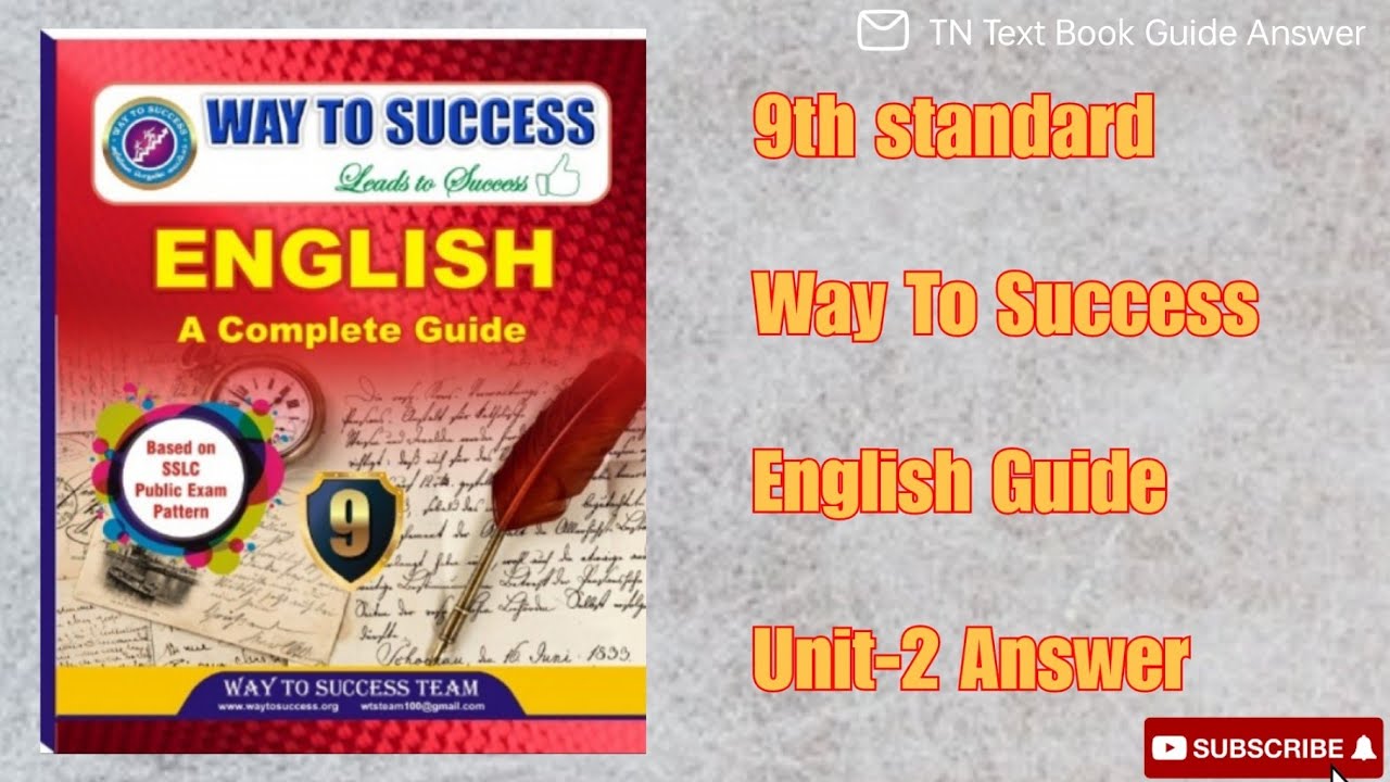 9th standard Way To Success English Guide Unit-2 Answer - YouTube