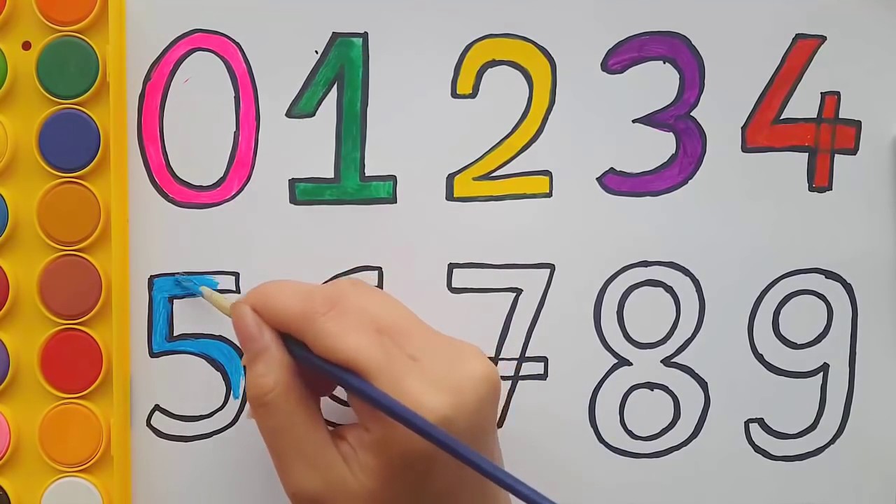 How to Draw Numbers and Colorful Hands for Kids Learning Colors - YouTube