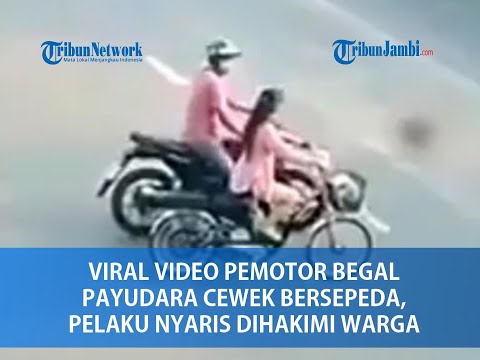 Viral Video Pemotor Begal Payudara Cewek Bersepeda, Endingnya Babak Belur Diamuk Warga