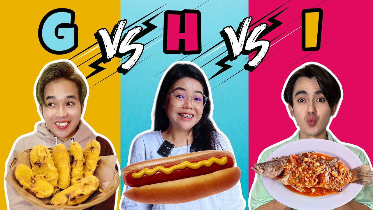 MAKAN MAKANAN HURUF G vs H vs I DI BAZAAR RAMADHAN! - YouTube