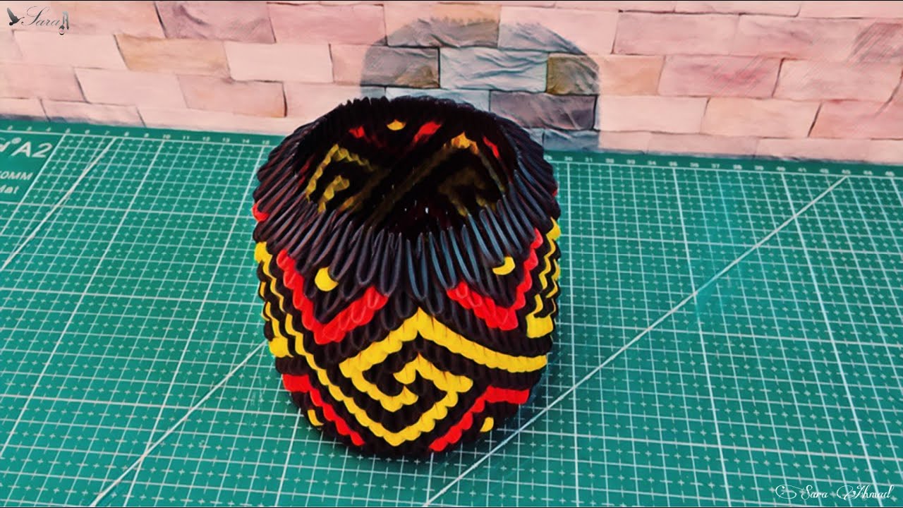 How to make 3d origami Pen holder 70 - YouTube