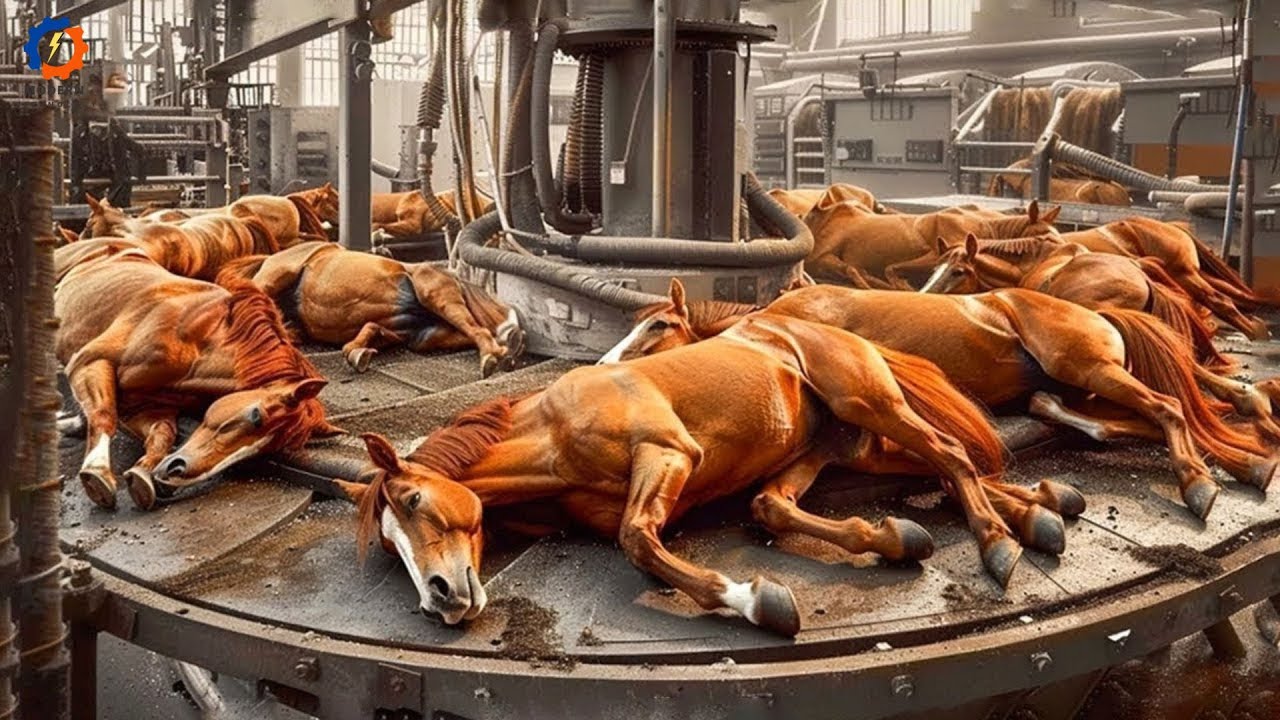 Horse farms - People raise millions of horses for meat and leather in this way- Horse breeding ...