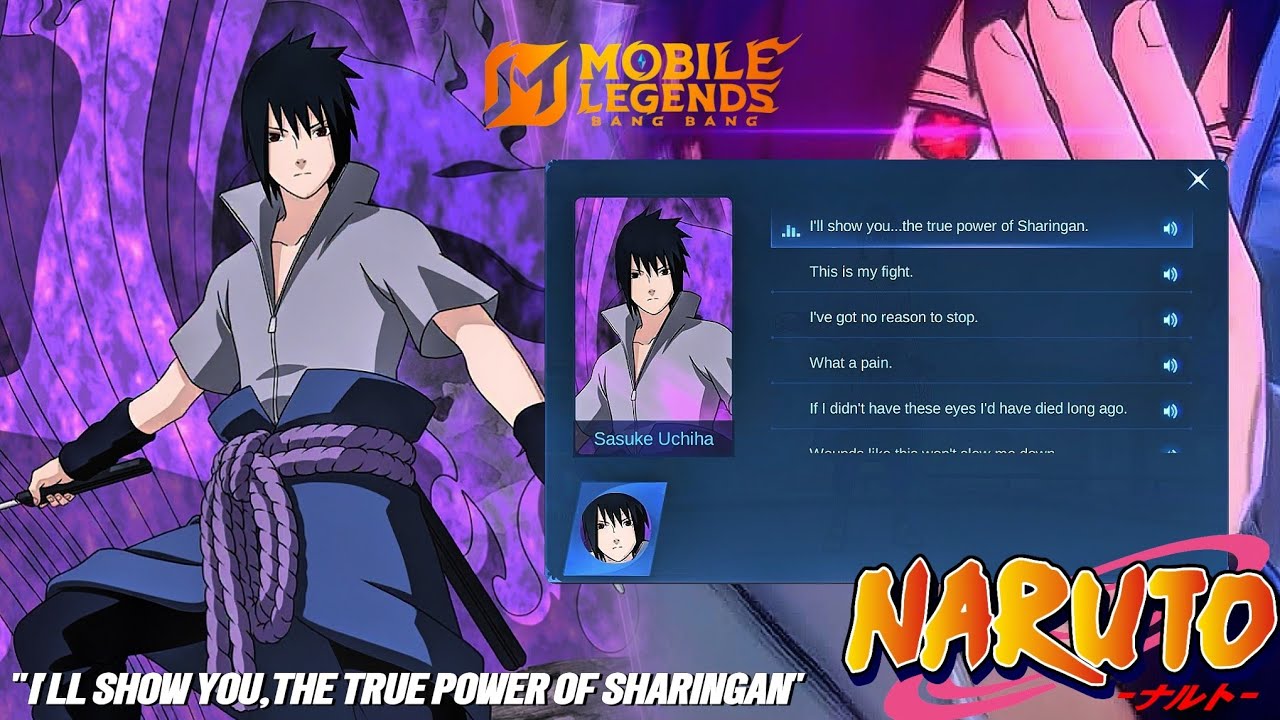 Sasuke Uchiha Voicelines (Clear Audio) | MLBB × NARUTO SHIPPUDEN ...
