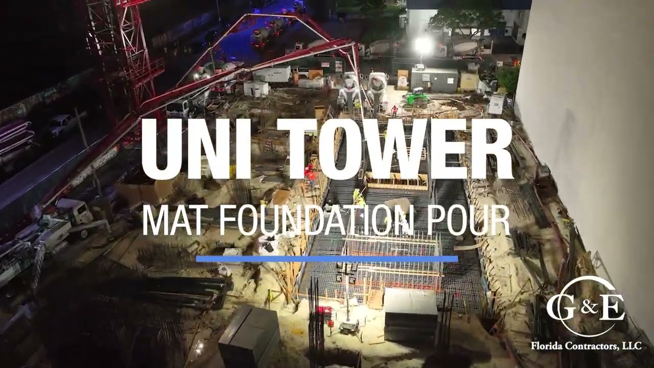 UNI TOWER - MIAMI - MAT FOUNDATION POUR - YouTube