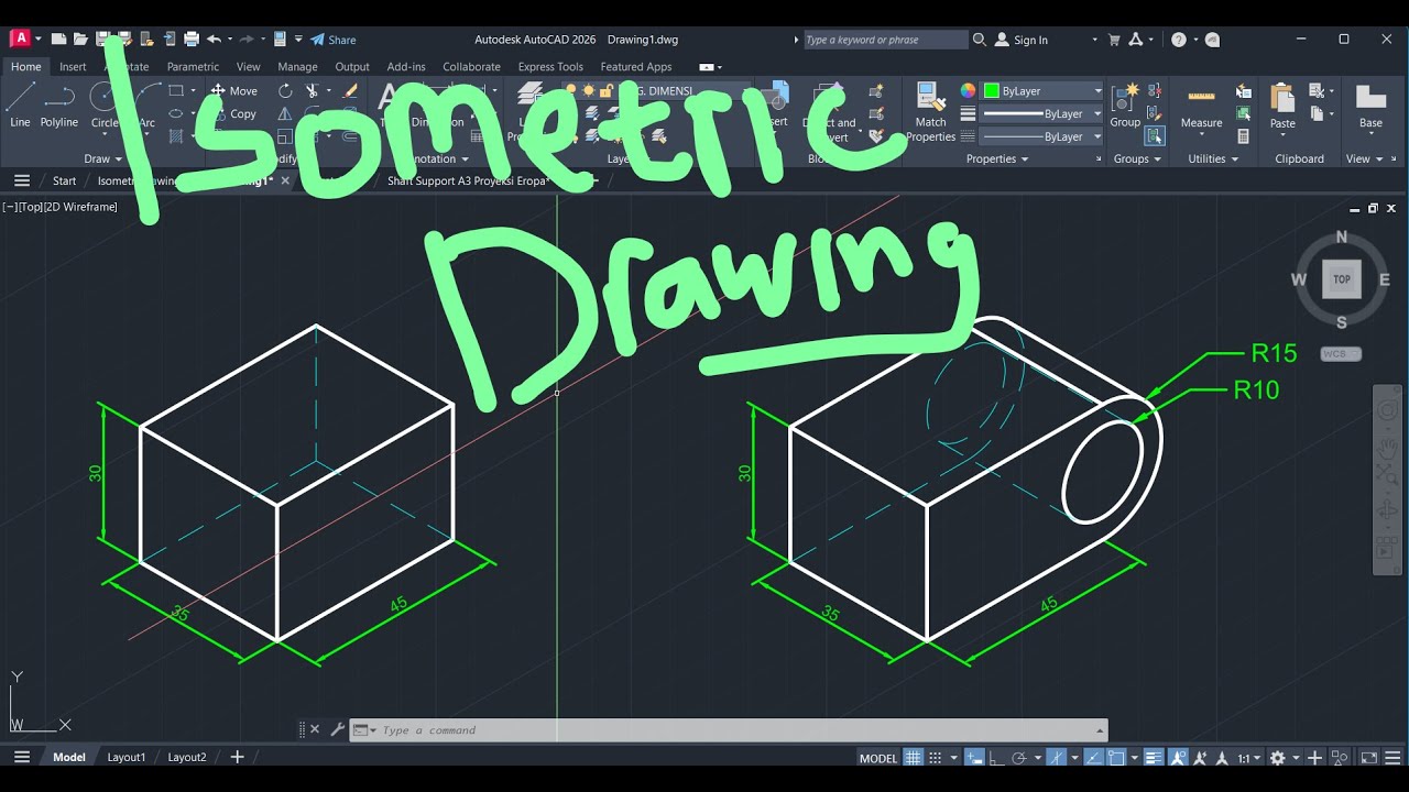 Isometric Drawing AutoCAD 01 - YouTube