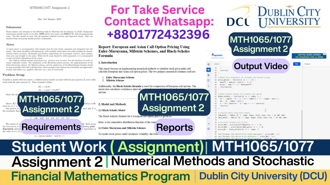 Client Work(Assignment)MTH1065/1077 Assignment 2 Stochastic Process ...