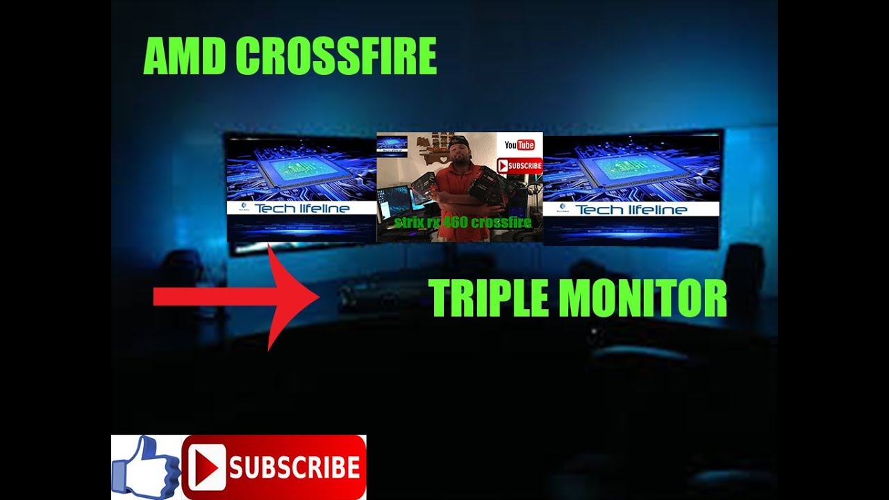 AMD Rx 460 crossfire TRIPLE MONITOR - YouTube