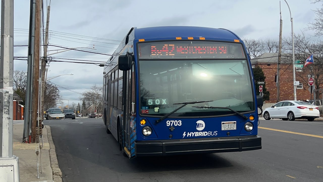 MTA NYC Bus EXCLUSIVE - 2021 NovaBUS LFS HEV #9703 on the Bx42 - YouTube