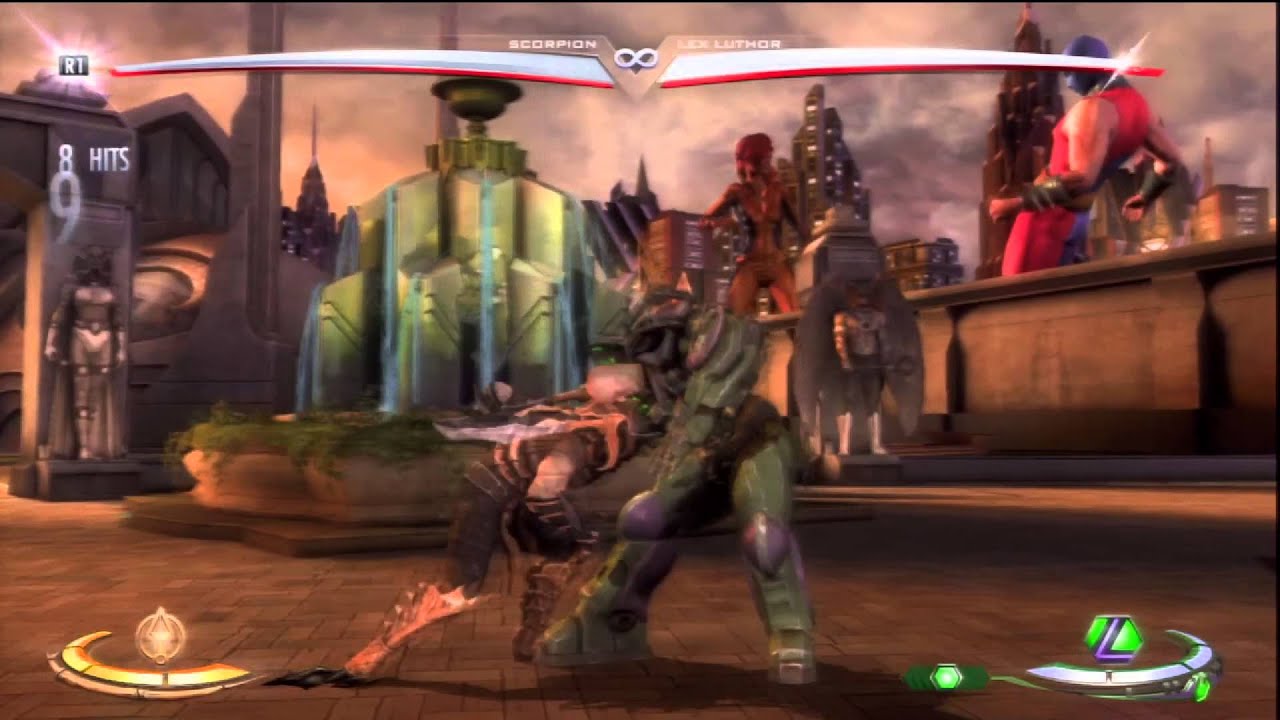 INJUSTICE: SCORPION 4 BARS 123% HALL OF JUSTICE: PLAZA COMBO - YouTube