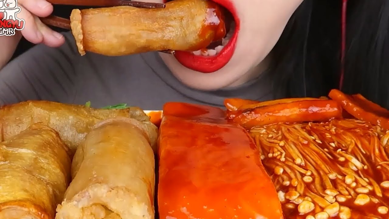 Hongyu ASMR - ASMR Daechang + Enoki Mushroom + Sausage + Salmon “BITES ...
