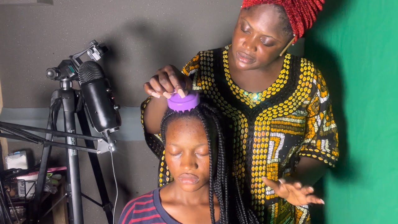 ASMR VITAMIN E OIL, MASSAGING, SCRATCHING BETWEEN MY SISTERS BRAIDS ...