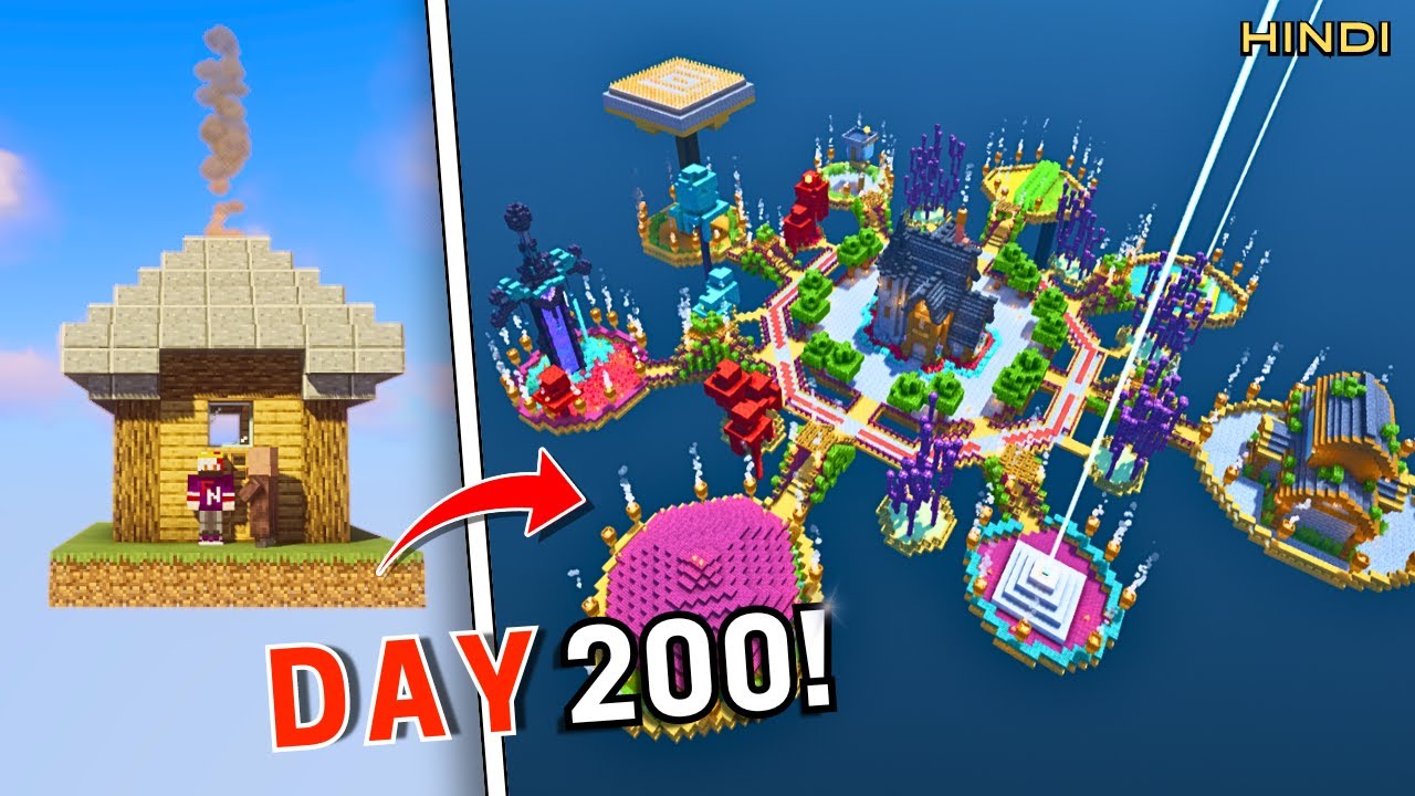 I Survived 200 Days on Single House Only World in Minecraft | in Hindi ...