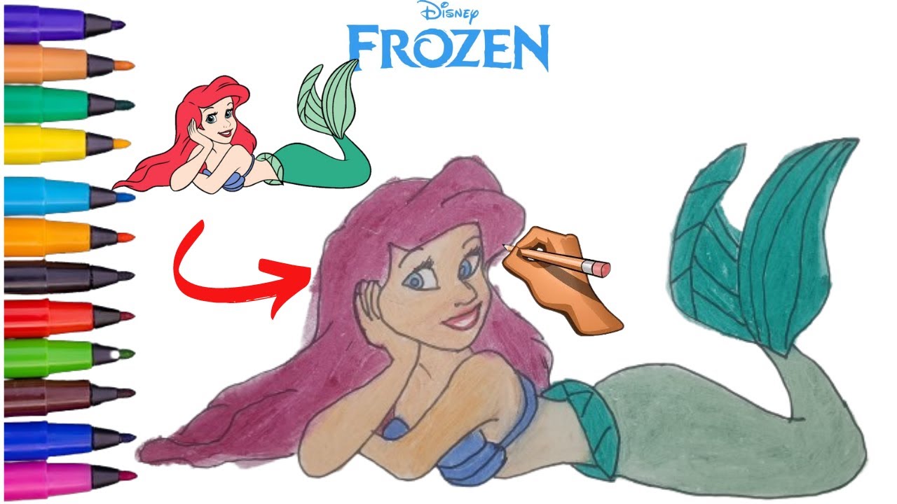 How To Draw Arile The Little Mermaid||Disney Princess Arile Drawing ...