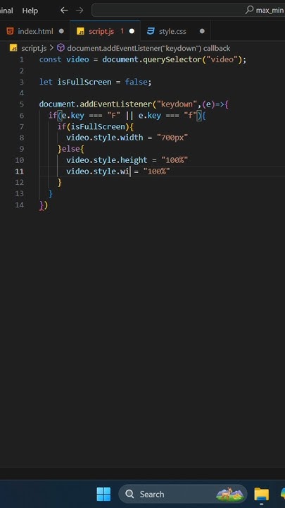 created youtube full screen toggle #webdevelopment #html #css #javascript #frontend - YouTube
