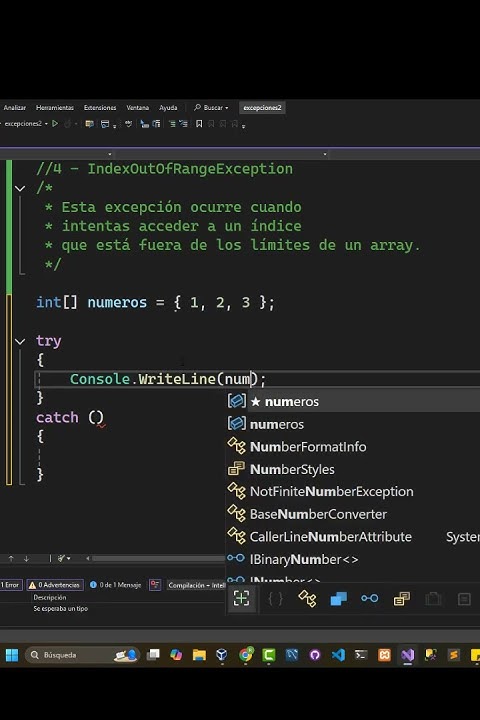 Ejemplo De Indexoutofrangeexception Csharp Microsoft Net Youtube