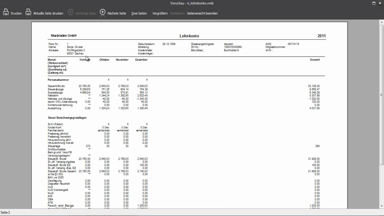 Jahreslohnkonto in Lexware Lohn & Gehalt 2012 - YouTube