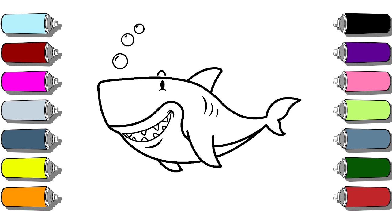 How to draw a shark step by step with a marker and decorate with spray ...
