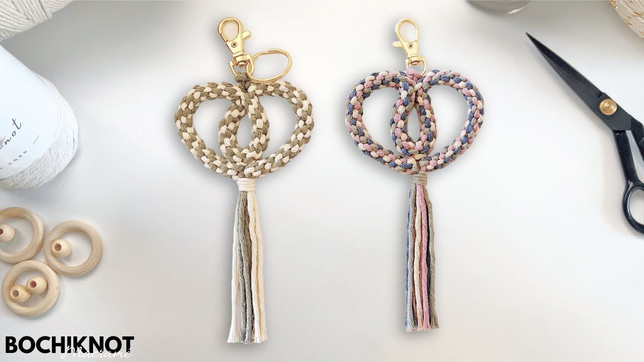 How to Make a Macrame Heart Keychain Using the Crown Knot - YouTube