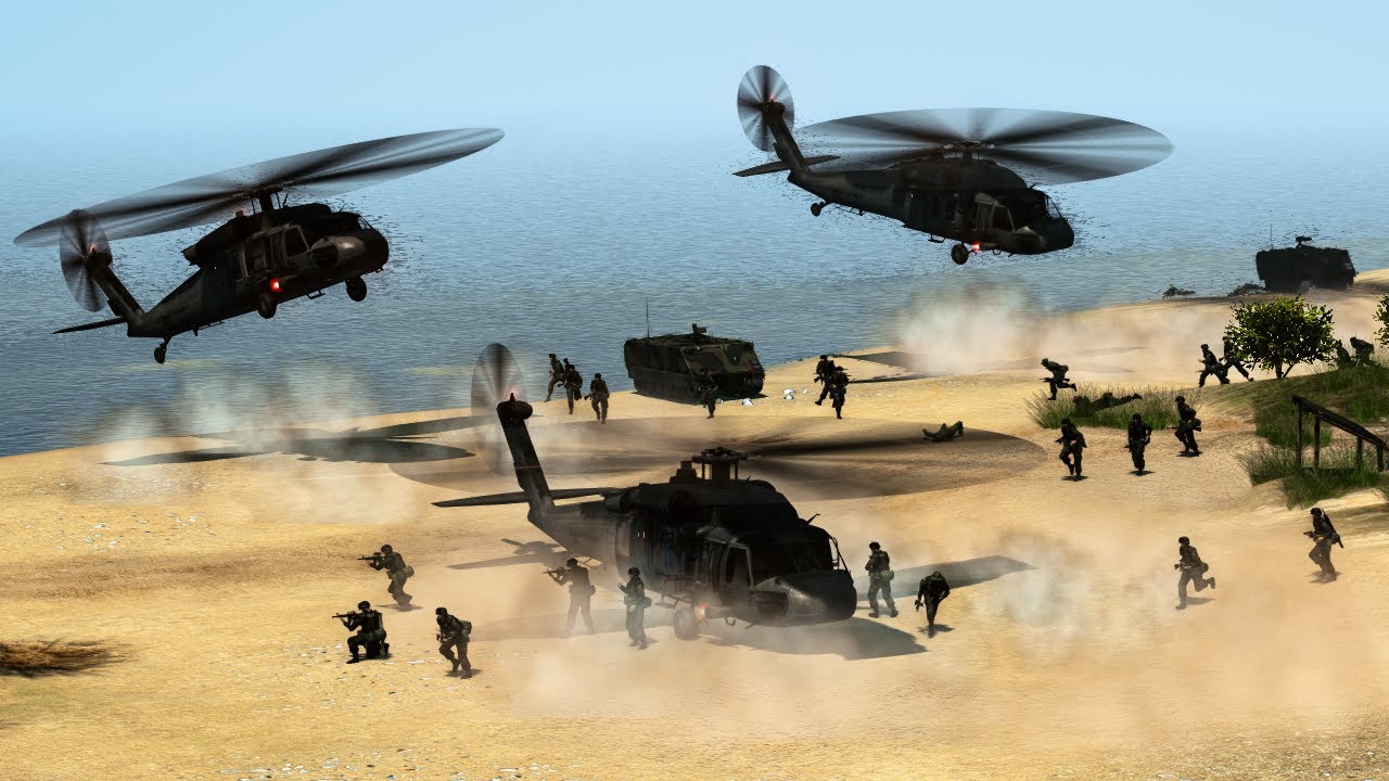 USMC AMPHIBIOUS & AIRBORNE INVASION OF CHINESE ISLAND! - YouTube