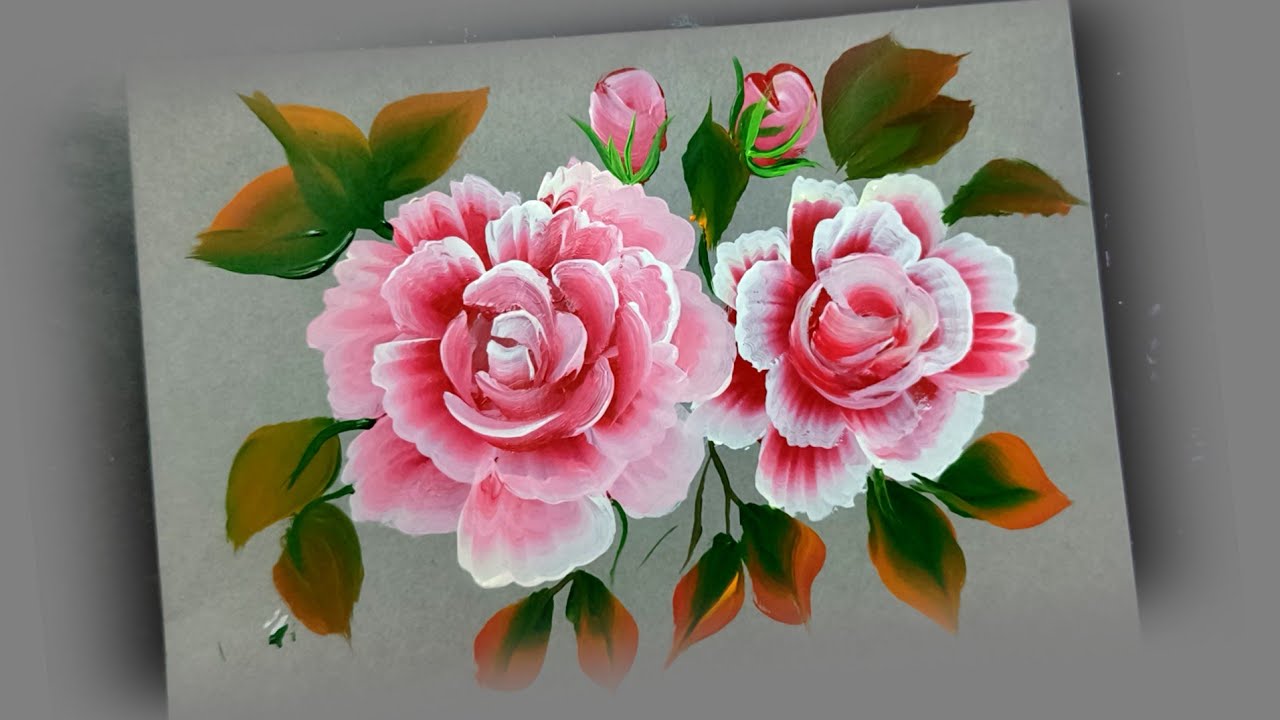 Easy Rose Bouquet Painting Tutorial - YouTube