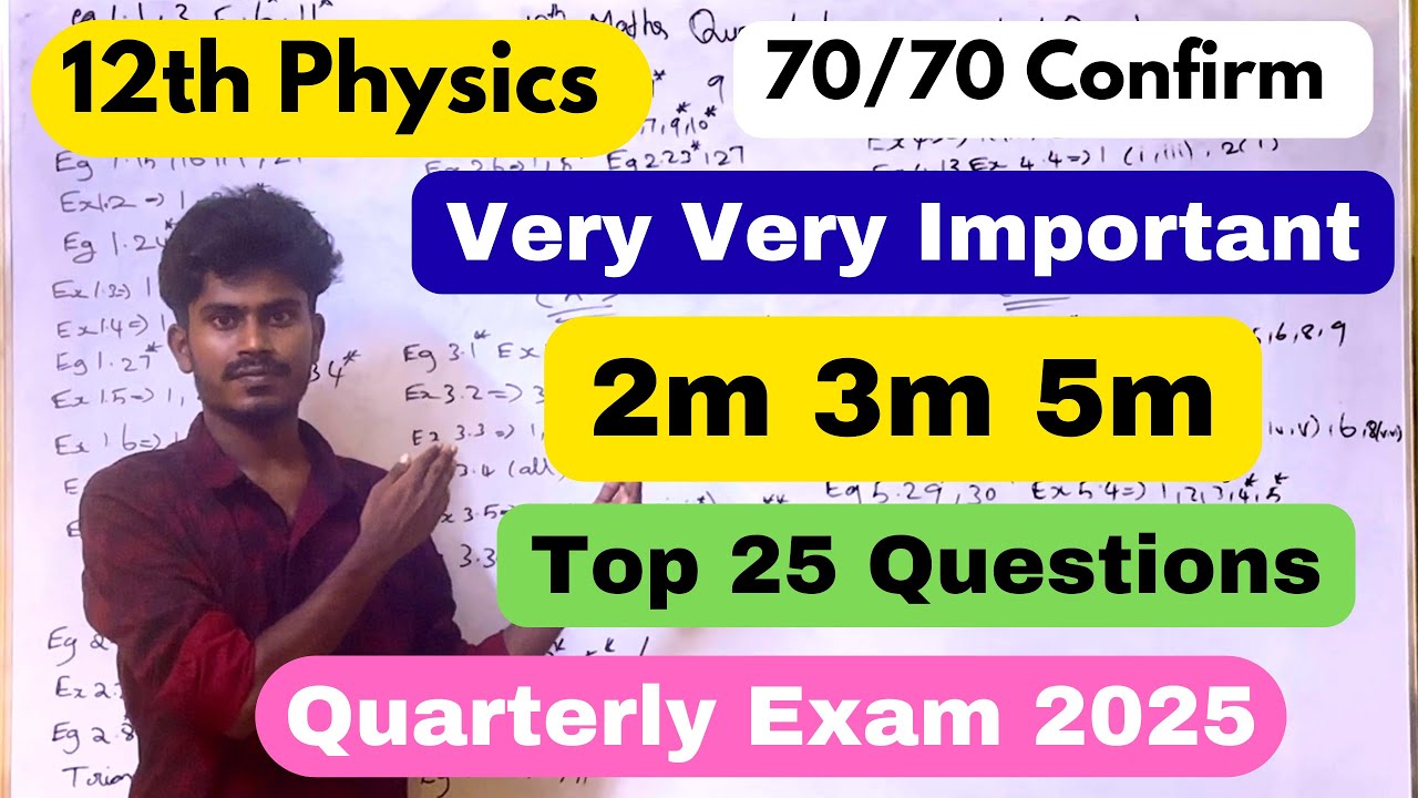 💯 12th Physics Quarterly Important Questions 2025 | 12th Physics Important 2,3,5 Marks ...