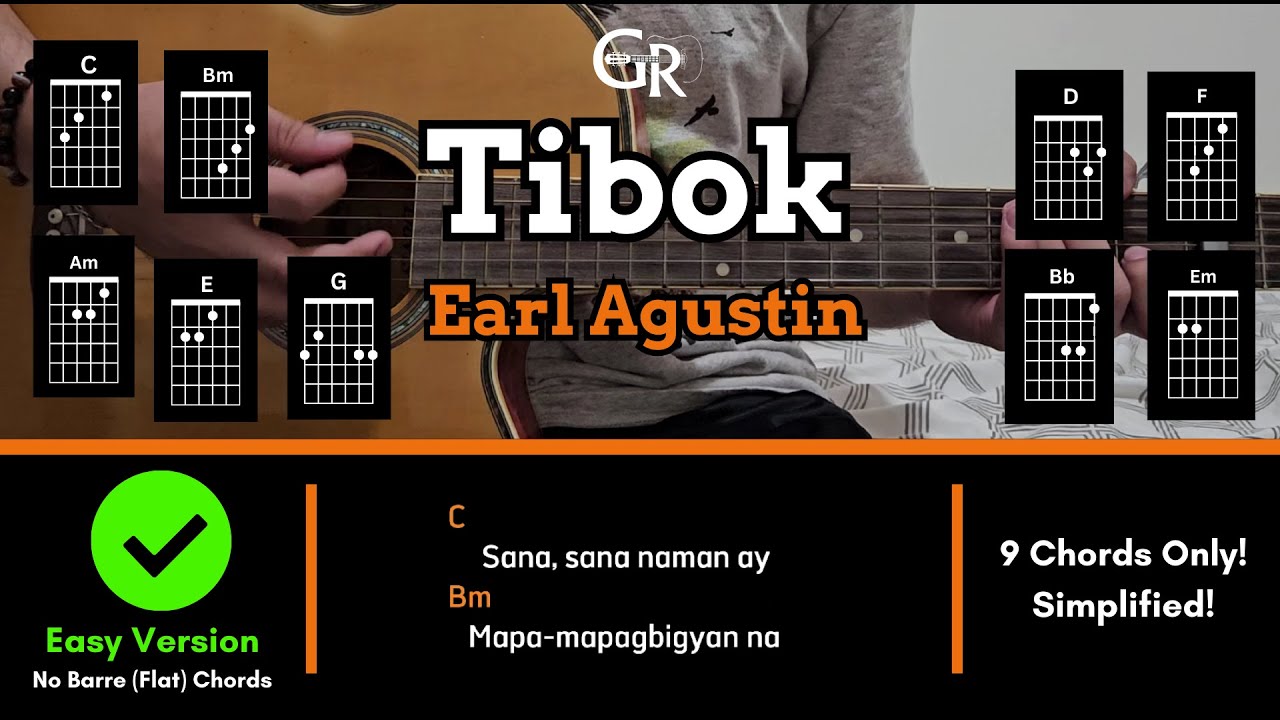 Tibok - Earl Agustin | EASY! Guitar Tutorial (CHORDS, STRUMMING PATTERN ...