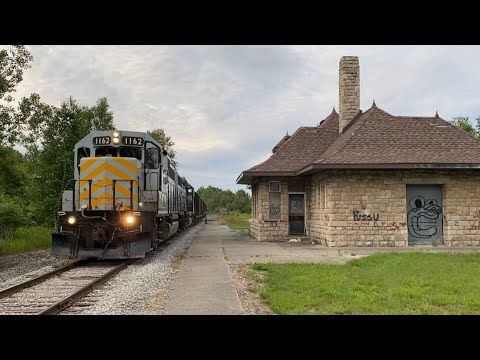Lake State Railway Train 326 with LSRC 1162 and LSRC 1174 - Alpena to ...
