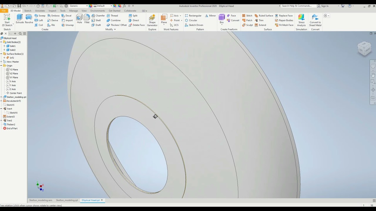 Modeling of re-pad reinforcing pad on elliptical head in inventor - YouTube