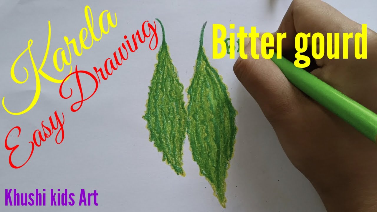 How to draw bitter gourd | Bitter gourd drawing for kids | Karela ...