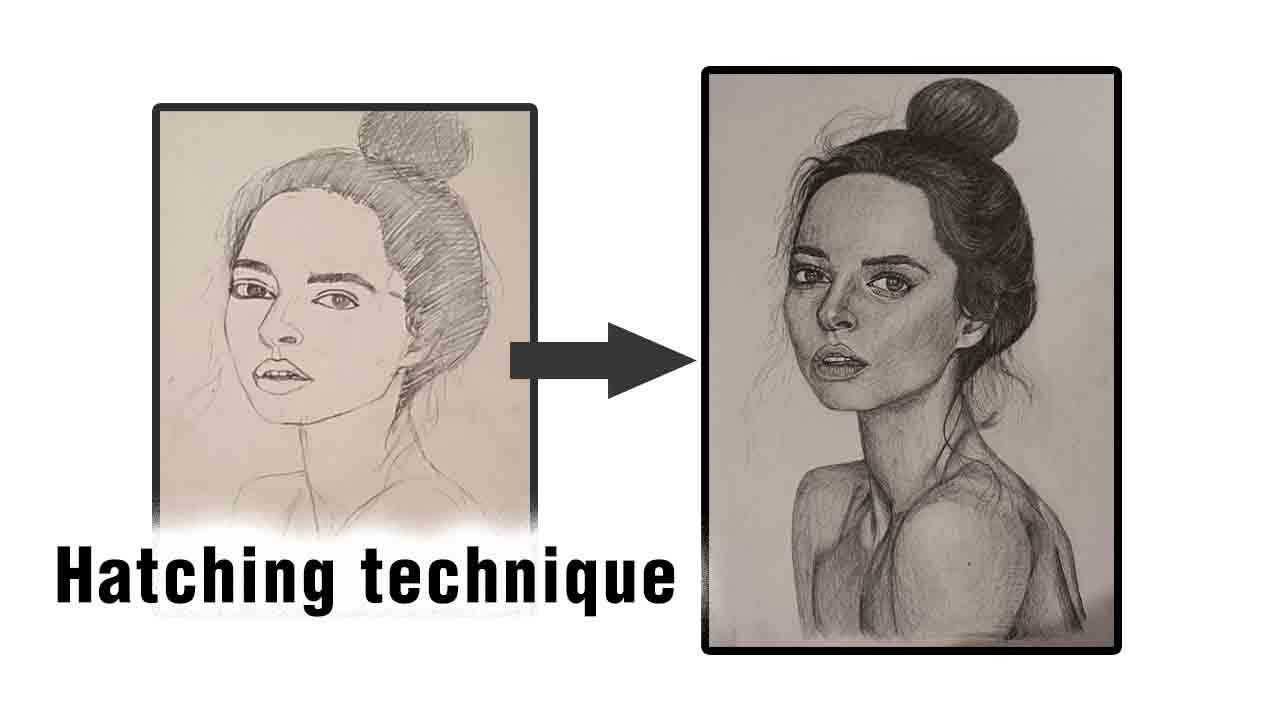 How to shade face with hatching technique | Cross Hatching | portrait ...