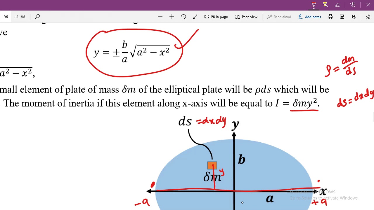 Moment of inertia od Ellipse about Major Axis - YouTube